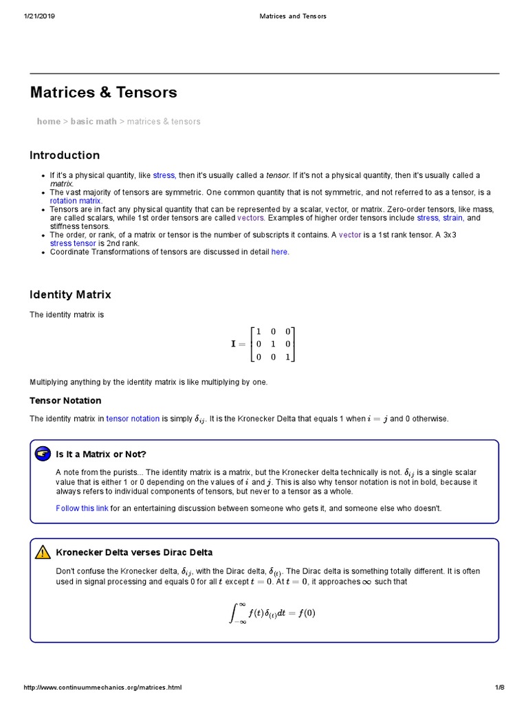 2 Matrices And Tensors Pdf Tensor Matrix Mathematics