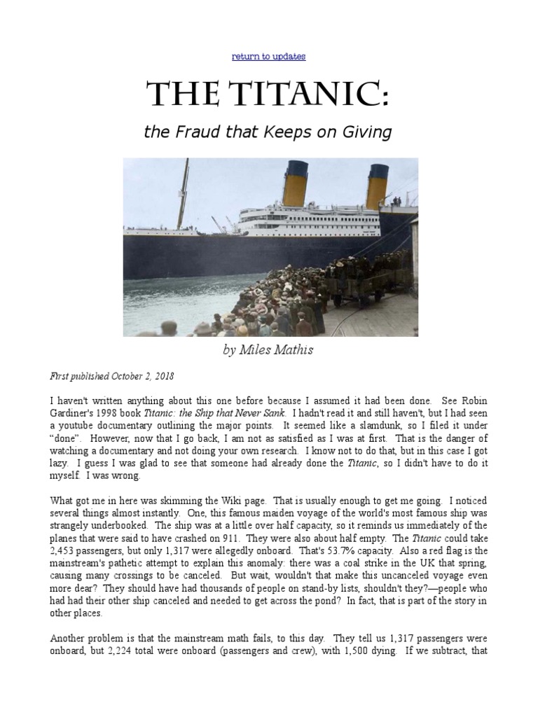 Titanic, The Fraud That Keeps On Giving - MILES MATHIS | PDF | Rms ...