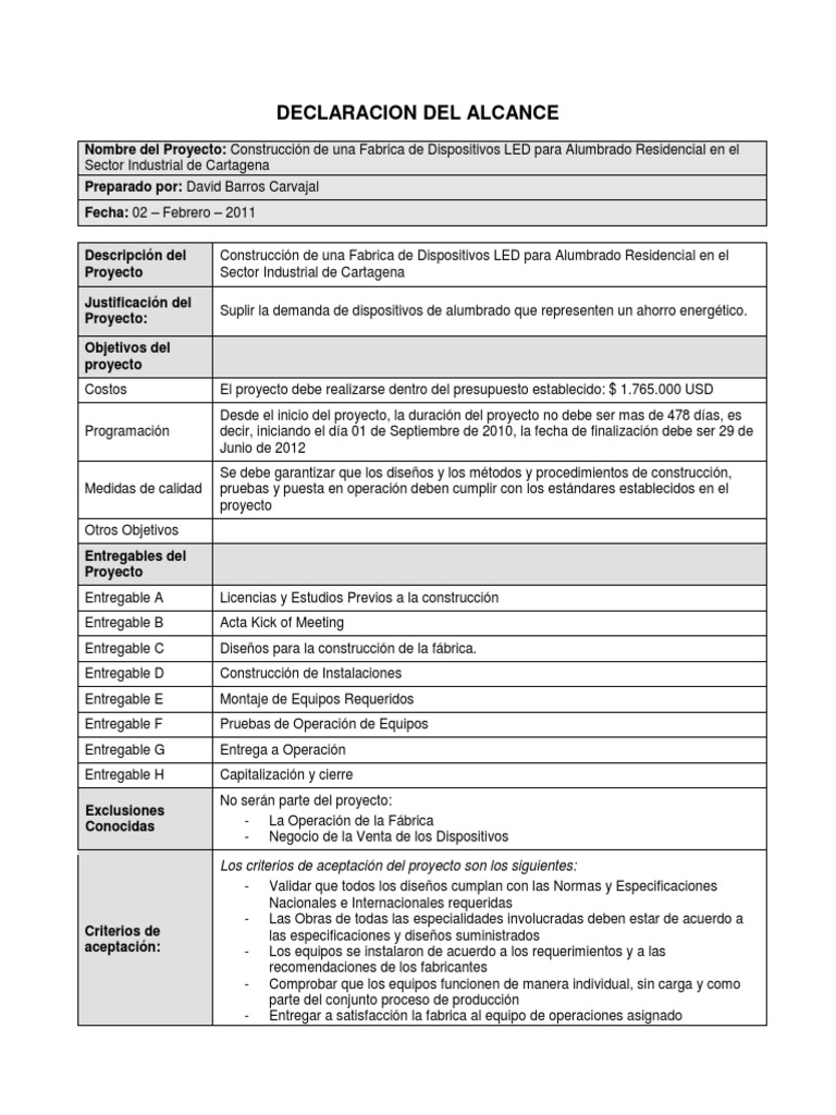 Modelo 13 - Declaracion Del Alcance | Business | Prueba gratuita de 30 ...