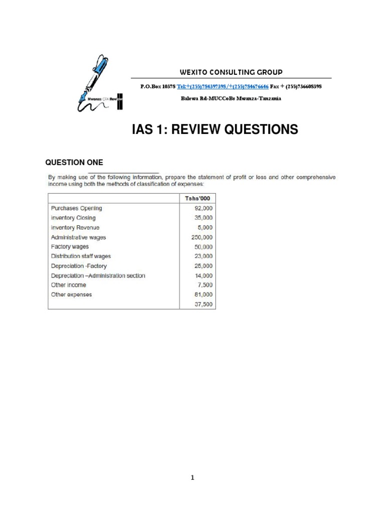 Ias 1 Questions | PDF | Dividend | Expense