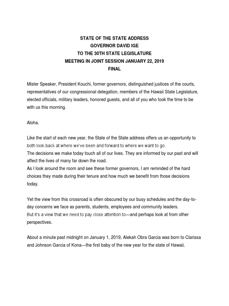 2019 State of The State Address | PDF | Preschool | Pre Kindergarten