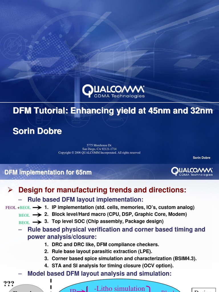 DFM Tutorial: Enhancing Yield at 45nm and 32nm Sorin Dobre | PDF ...