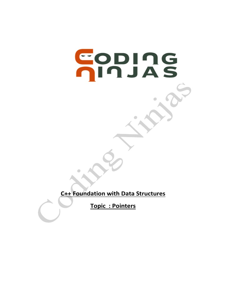 C Foundation With Data Structures Topic Pointers Pdf Pointer Computer Programming 8397