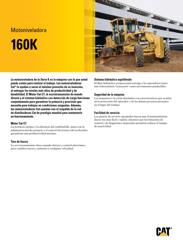 Motoniveladoras Cat 160k Espanol | PDF | Eje | Tanques