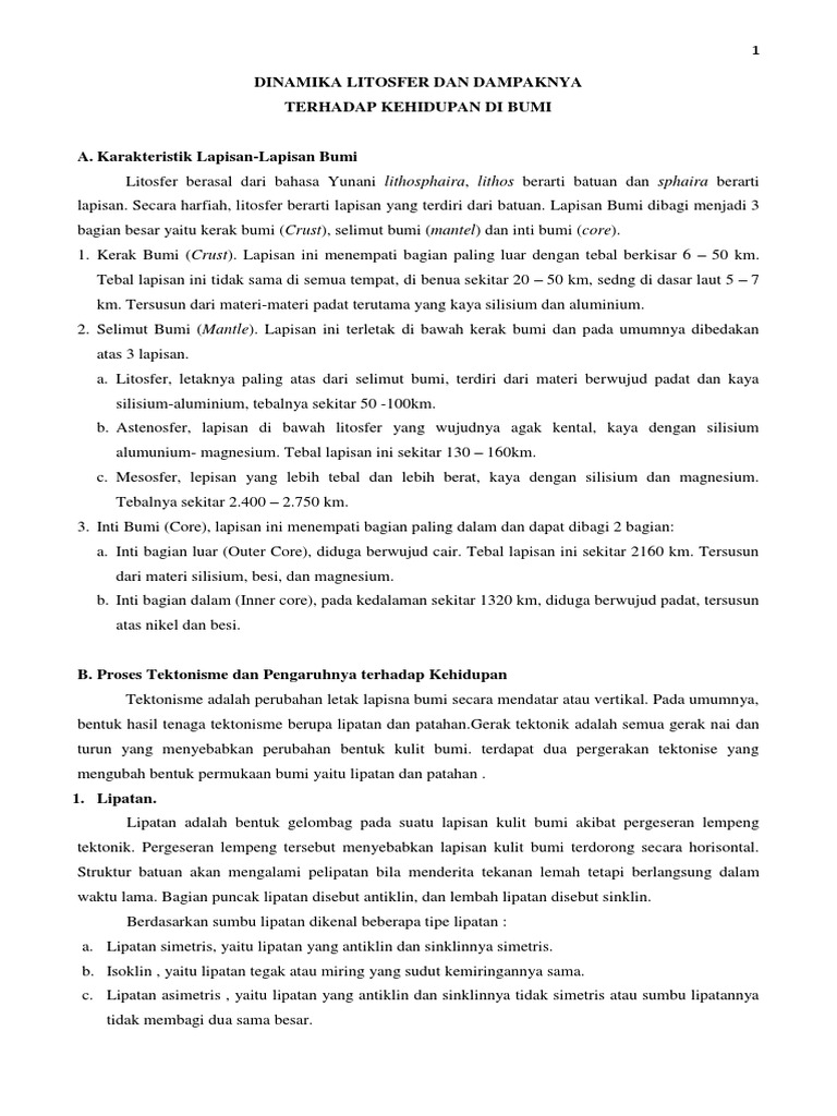 Dinamika Litosfer Dan Dampaknya | PDF | Sains & Matematika