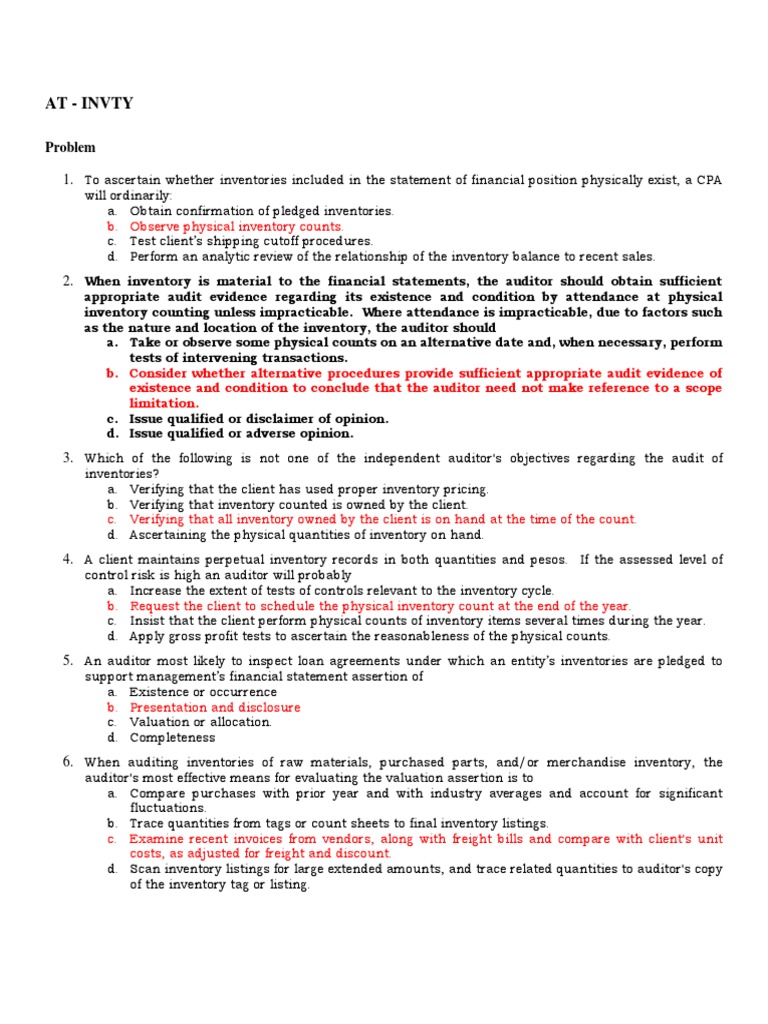 Auditing Inventories: Procedures for Existence, Completeness, and ...