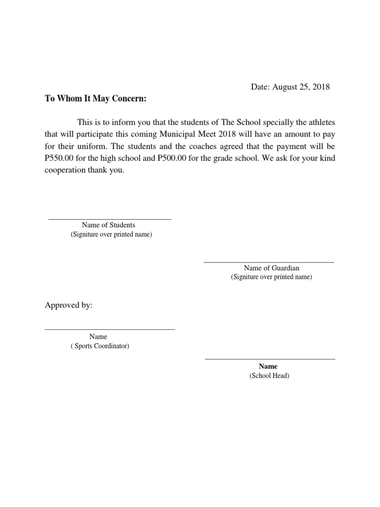 Letter To Request For Uniform | PDF | Government