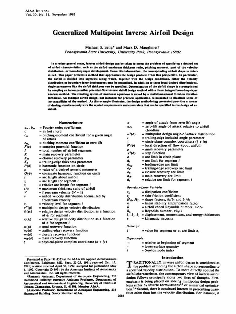 Generalized Multi Point Inverse Airfoil Design Pdf Boundary Layer Airfoil