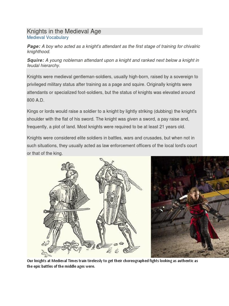 Knights in The Medieval Age: Page: A Boy Who Acted As A Knight's ...