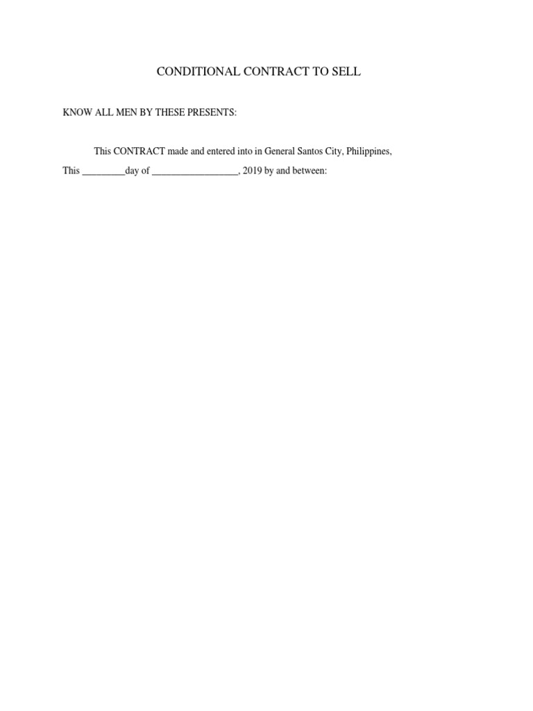 Conditional Contract To Sell | PDF | Finance & Money Management ...