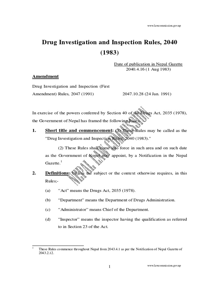 Drug Investigation and Inspection Rules 2040 1983 | PDF | Inspector ...
