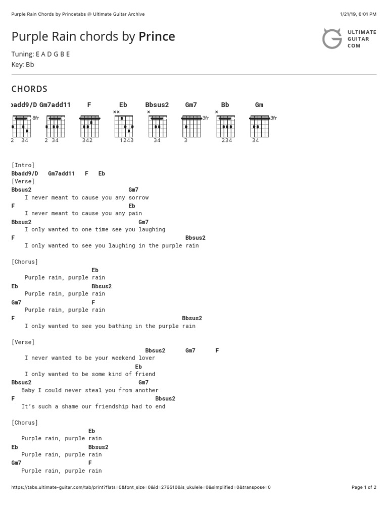 Purple Rain Chords by Prince | PDF | Song Forms | Song Structure