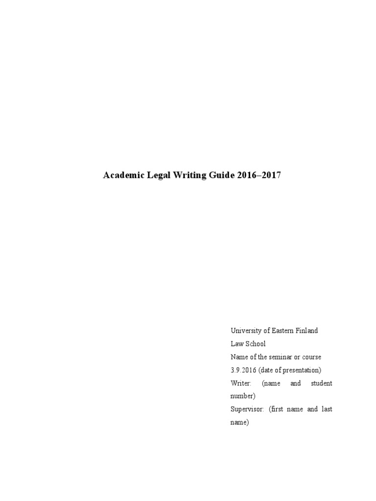 Academic Legal Writing Guide 2016-2017 | PDF | Thesis | Test (Assessment)