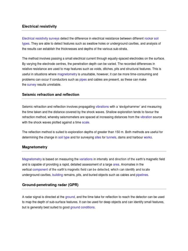 Electrical Resistivity Surveys Rock Soil Types | PDF