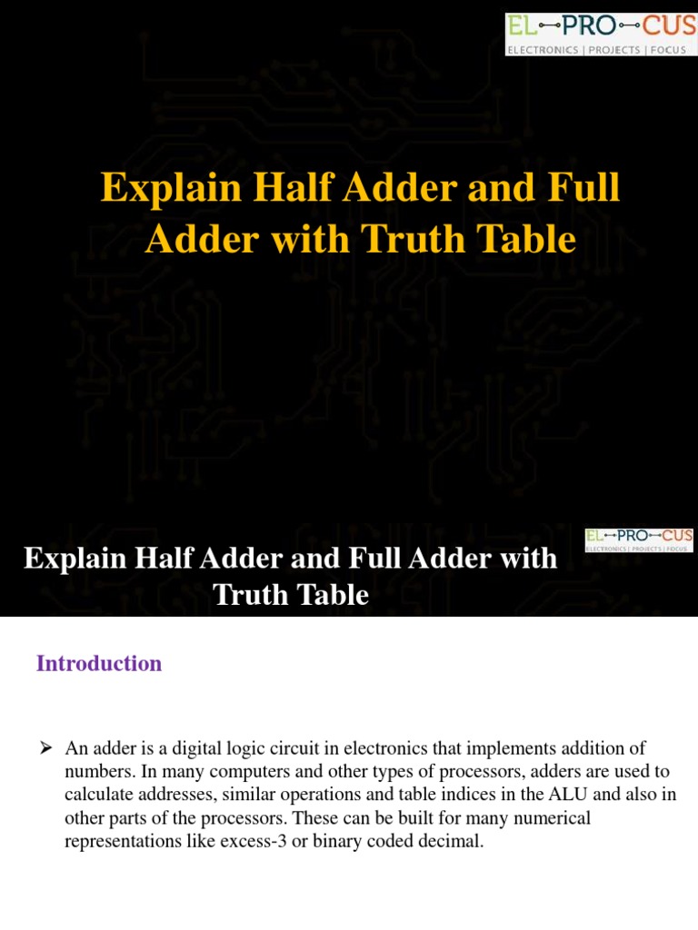 Half and Full Adder Explained | PDF | Digital Electronics | Arithmetic