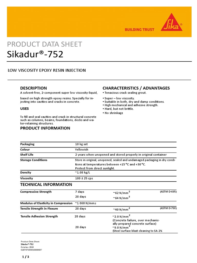 Sikadur 752 Pds en | PDF | Concrete | Building Engineering
