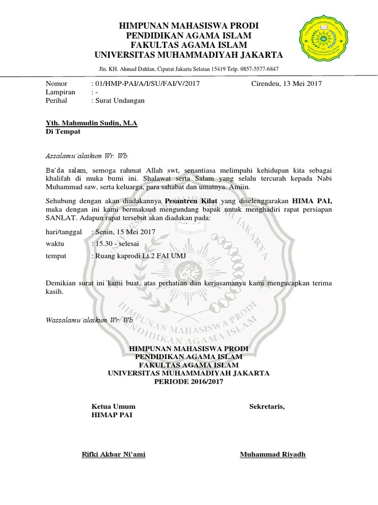 Surat Undangan Rapat | PDF