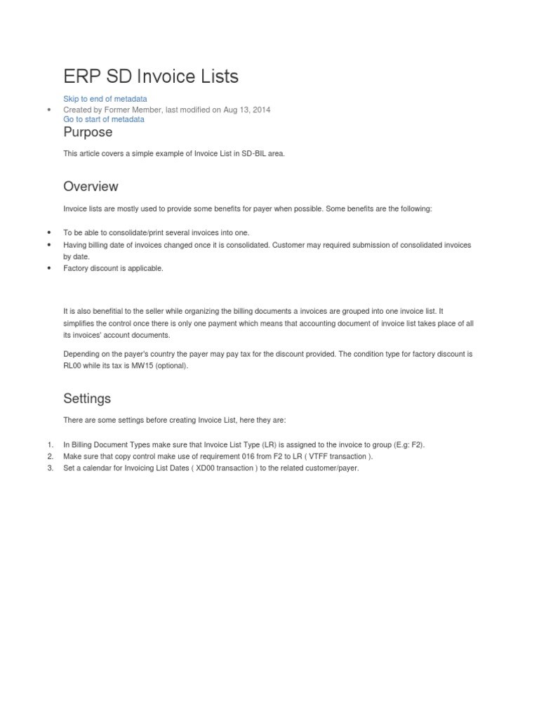 ERP SD Invoice Lists | PDF | Invoice | Business