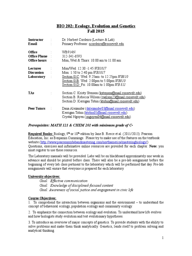 BIOL202 SyllabusFALL15 | PDF | Academic Dishonesty | Test (Assessment)