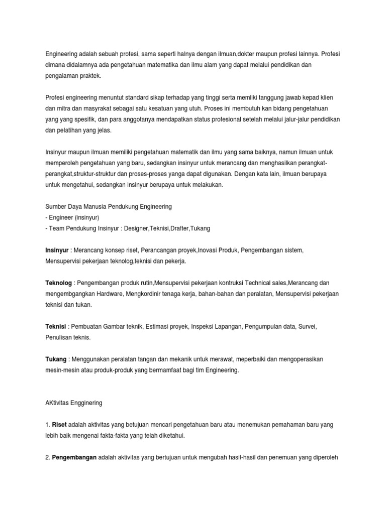 Engineering Adalah Sebuah Profesi | PDF