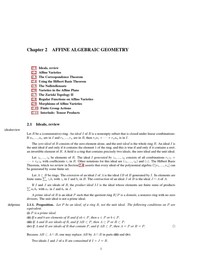 Affine Algebraic Geometry Overview | PDF | Ring (Mathematics) | Module ...
