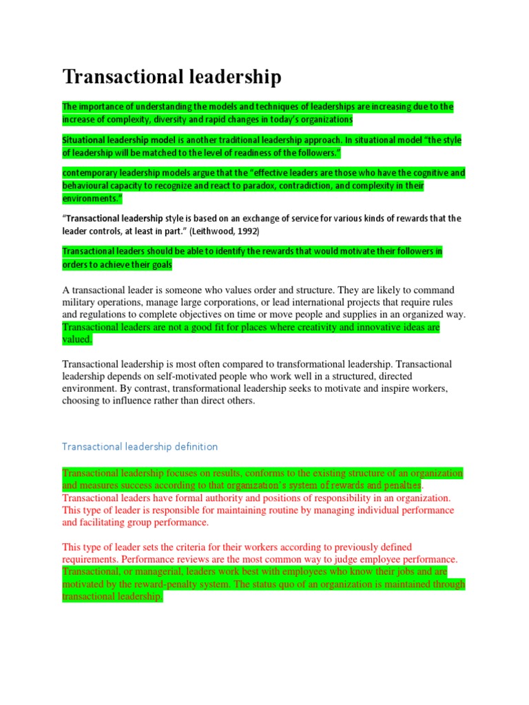 Understanding Transactional Leadership: A Comprehensive Overview of its ...