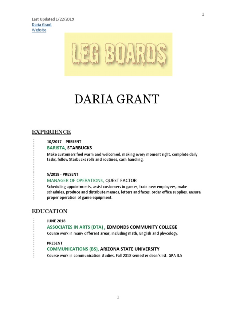 Leg Boards Resume | PDF | Business
