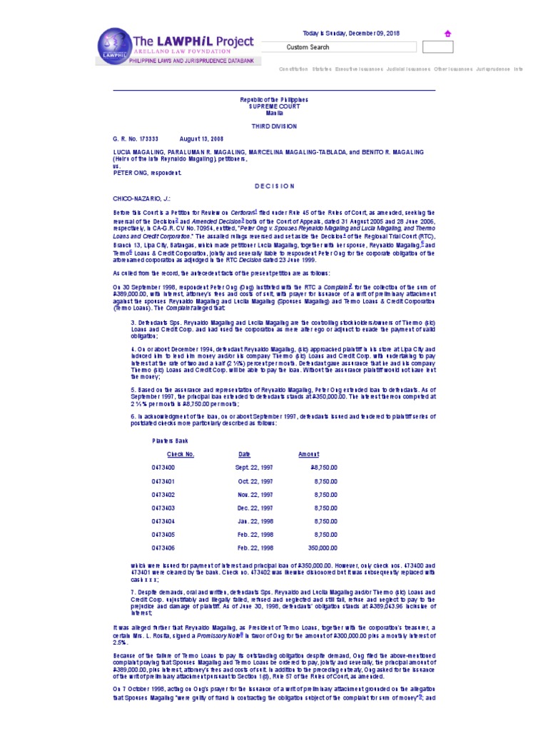 Loans and Credit Corporation." The Assailed Rulings Reversed and Set ...