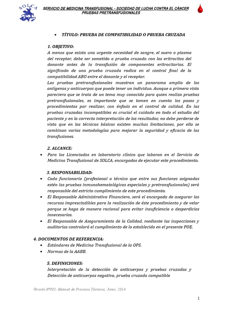Pruebas Cruzadas | PDF | Transfusión de sangre | Anticuerpo
