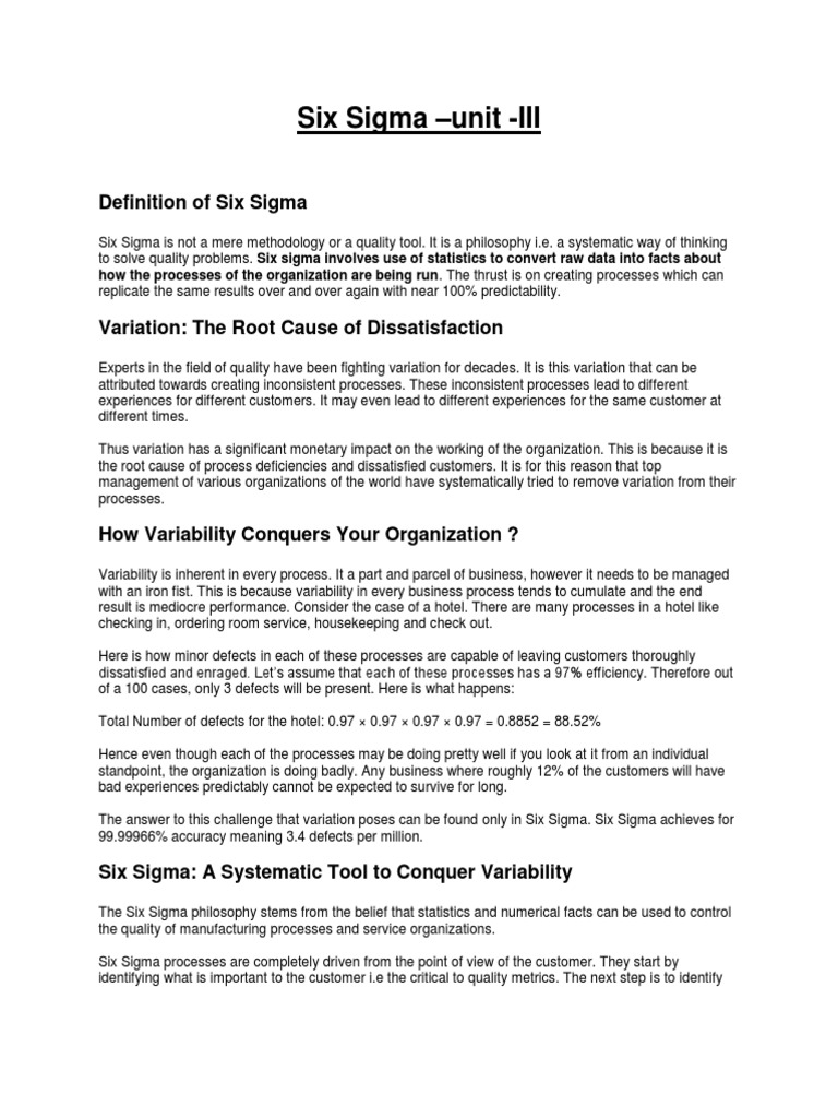 Six Sigma | PDF | Six Sigma | Design For Six Sigma