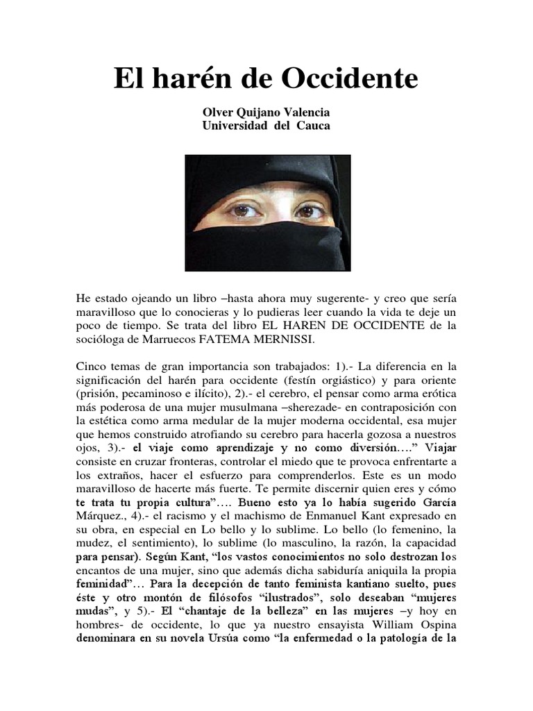 El Haren de Occidente (Reseña) | PDF | Mundo occidental | Mujer