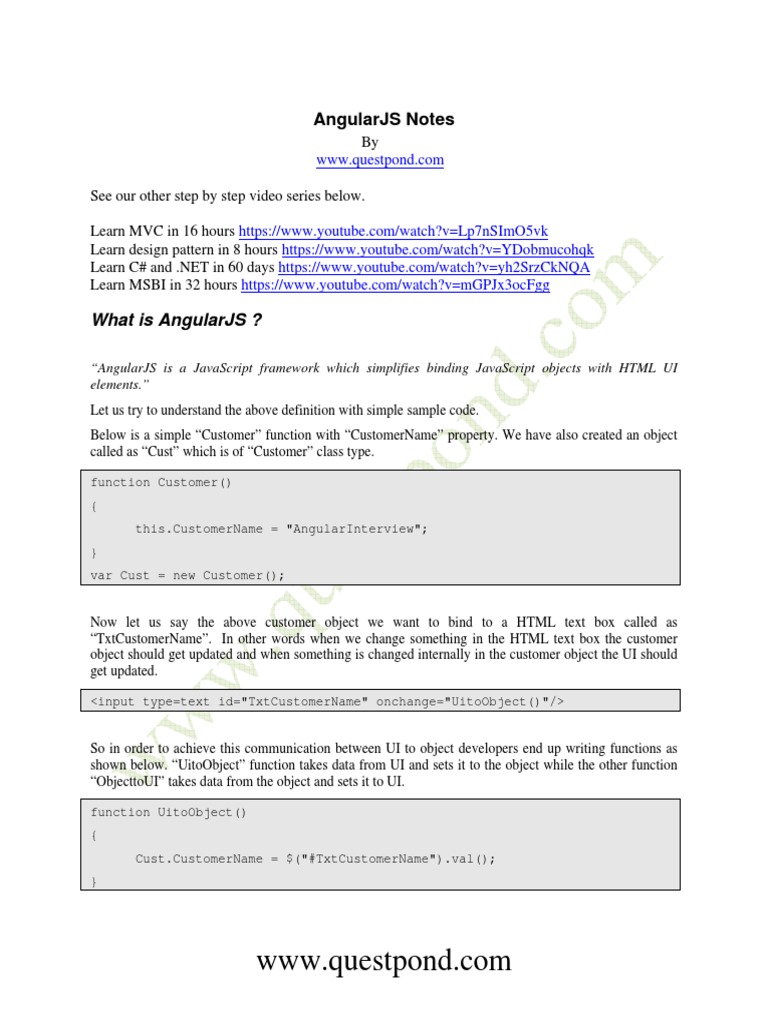AngularJS Notes | PDF | Angular Js | Document Object Model AngularJS Notes | PDF | Angular Js | Document Object Model