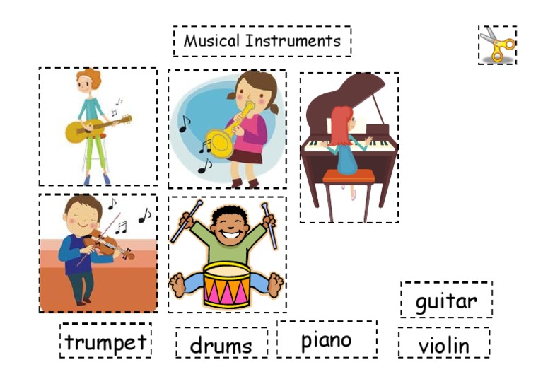 Musical Instruments: Trumpet Drums Piano Guitar Violin | PDF