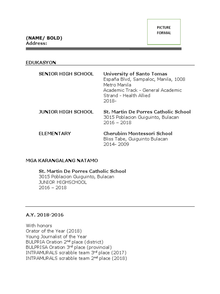 CV Sample Format | PDF