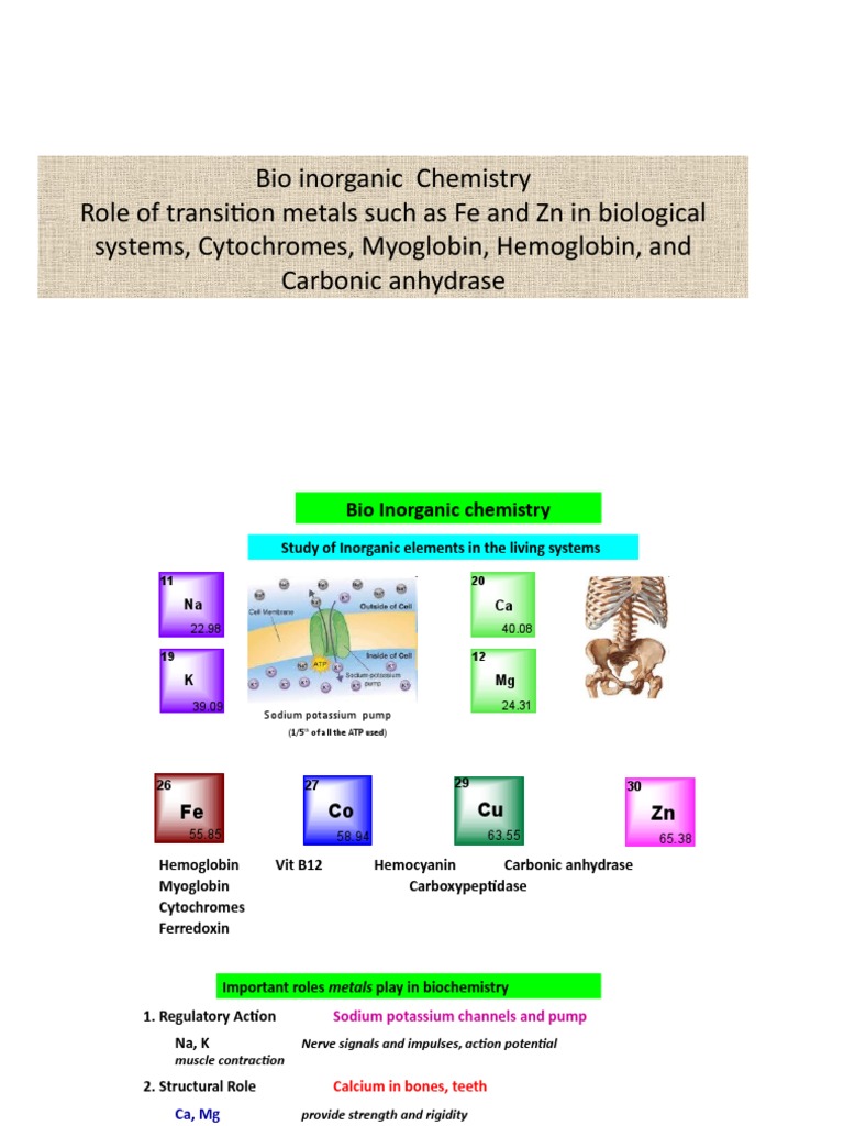 Basic Inorganic Chemistry Part 3 Bioinorganic Chemistry | PDF ...