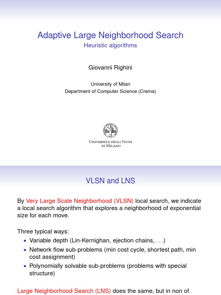 Adaptive Large Neighborhood Search: Heuristic Algorithms | PDF ...