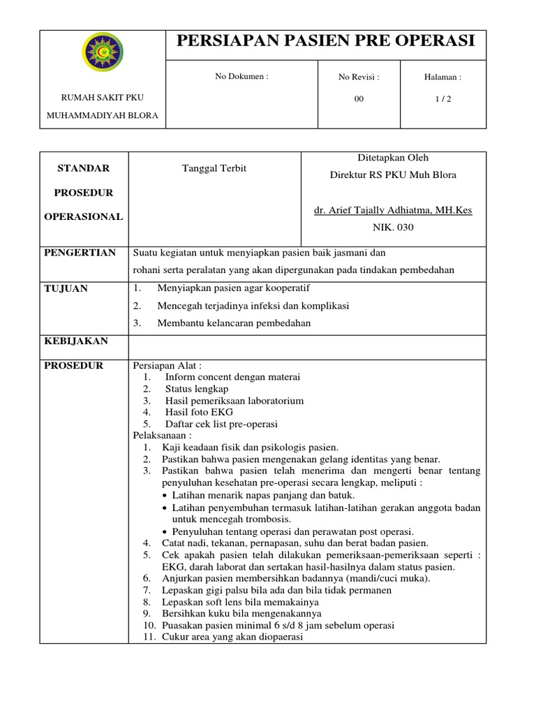 Persiapan Pasien Pre Operasi | PDF | Pengembangan Diri | Kesehatan Holistik