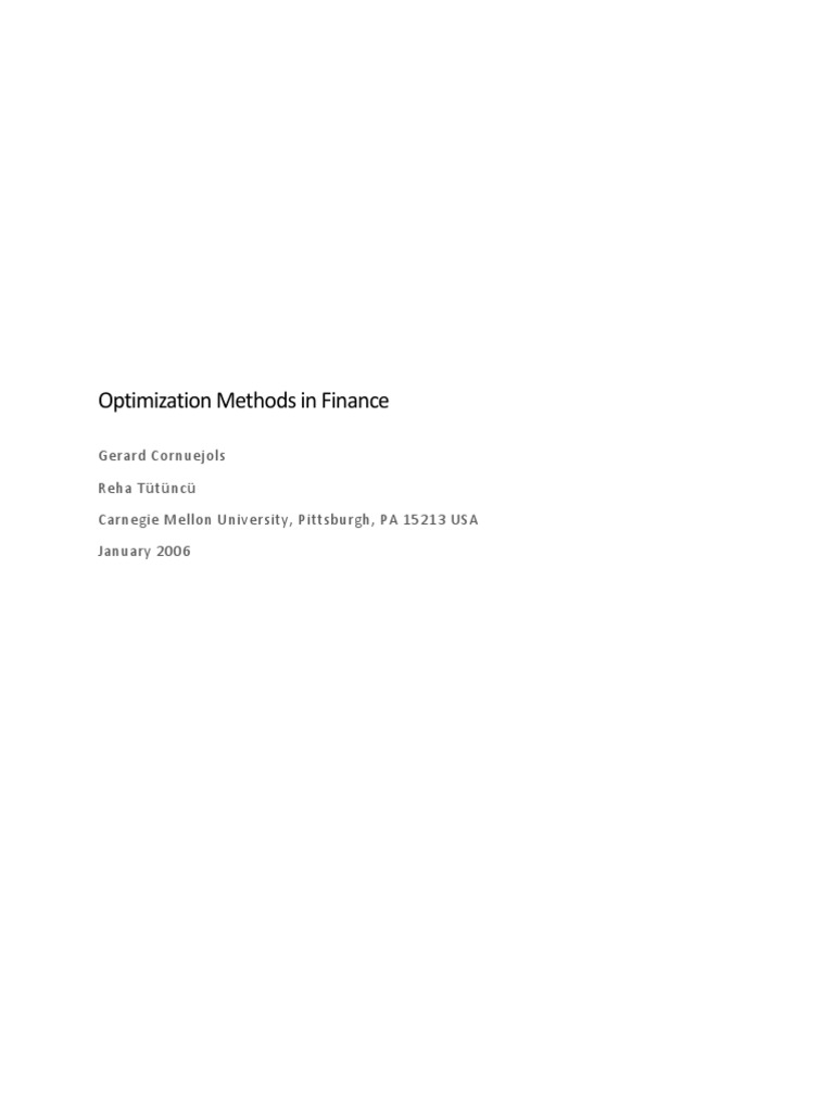 Optimization Methods in Finance Title | PDF | Mathematical Optimization | Applied Mathematics