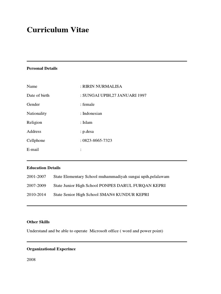 Curriculum Vitae: Personal Details | PDF