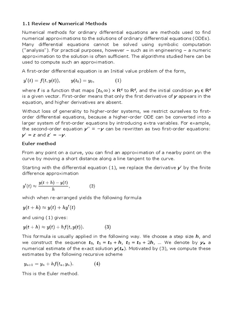 Review of Numerical Methods | PDF | Ordinary Differential Equation ...