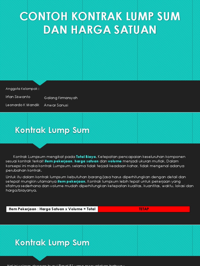 Contoh Kontrak Lump Sum Dan Harga Satuan | PDF
