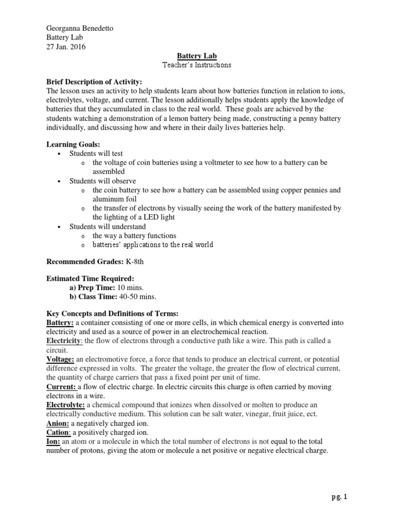 Exploring Batteries Through Hands-On Construction: A Lesson Plan for ...