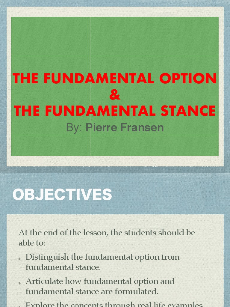 Fundamental Option & Stance | PDF | Transcendence (Philosophy) | Good And Evil