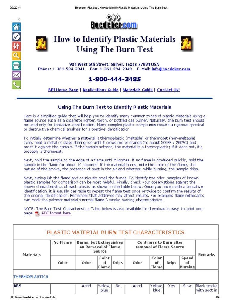 Using The Burn Test To Identify Plastic Materials | PDF | Smoke | Plastic