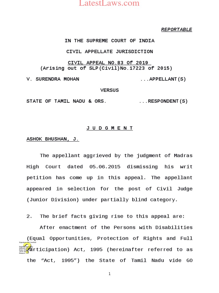 V. Surendra Mohan Vs State of Tamil Nadu & Ors. 22-01-2019 | PDF ...