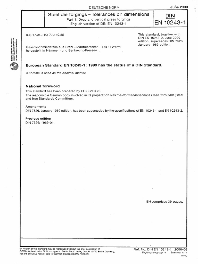 Din en 10243 1 | PDF