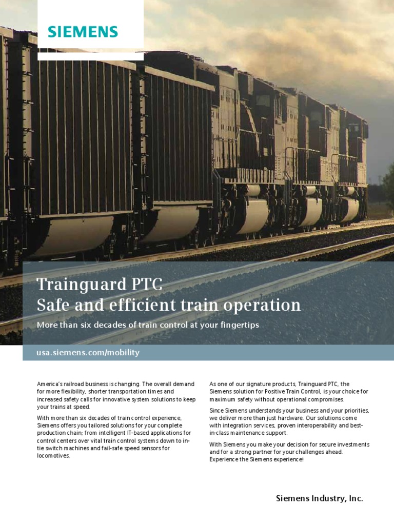 Trainguard PTC Safe and Efficient Train Operation - Siemens PDF | PDF ...