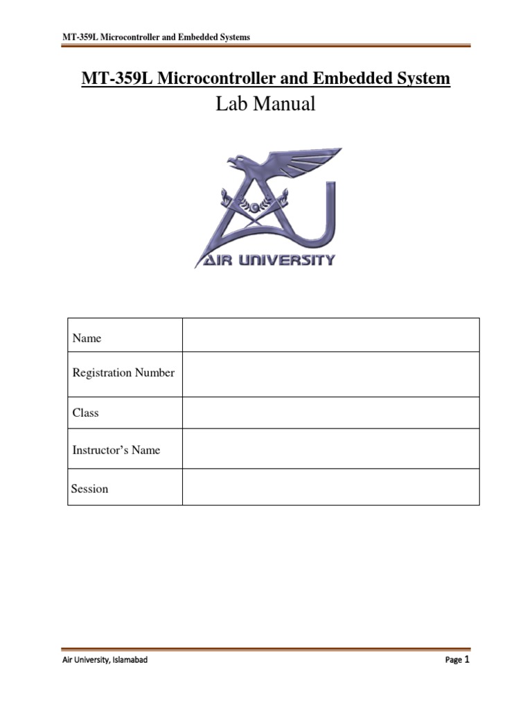 Lab Manual: MT-359L Microcontroller and Embedded System | PDF | Arduino | Microcontroller