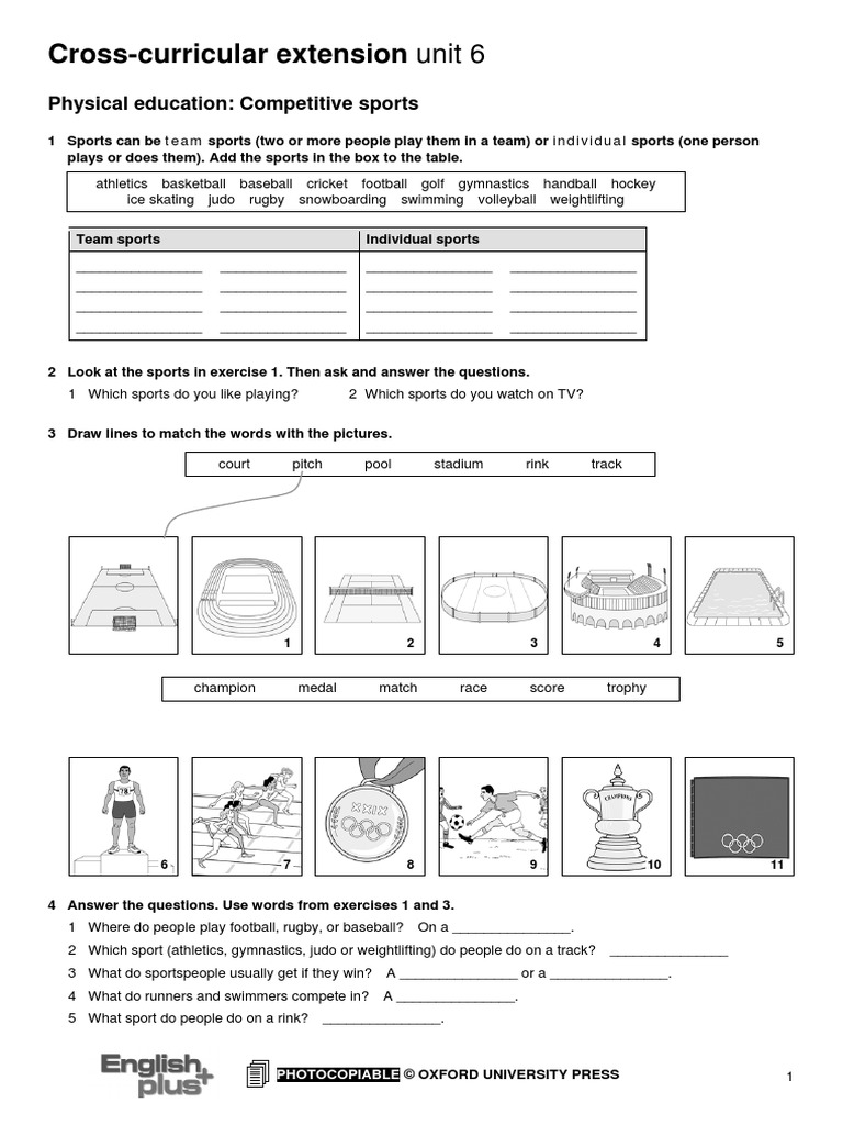 Cross Curricular Extension Unit6 PDF | PDF | Sports | Olympic Games