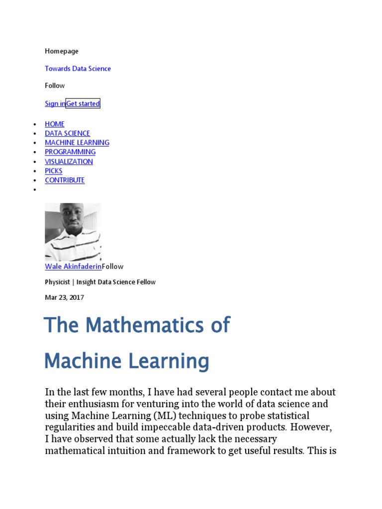 Math For Data Science | PDF | Principal Component Analysis | Linear Algebra
